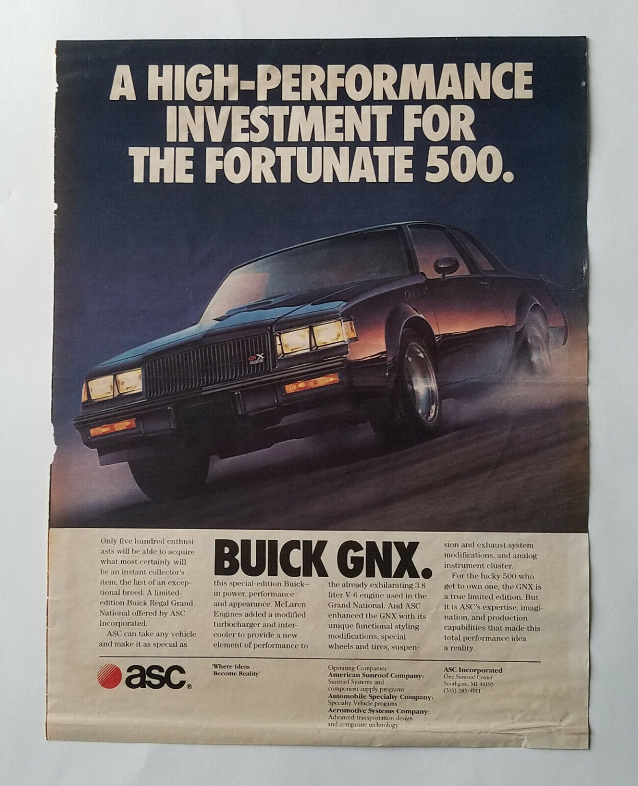 Rare Buick GNX Advertisements